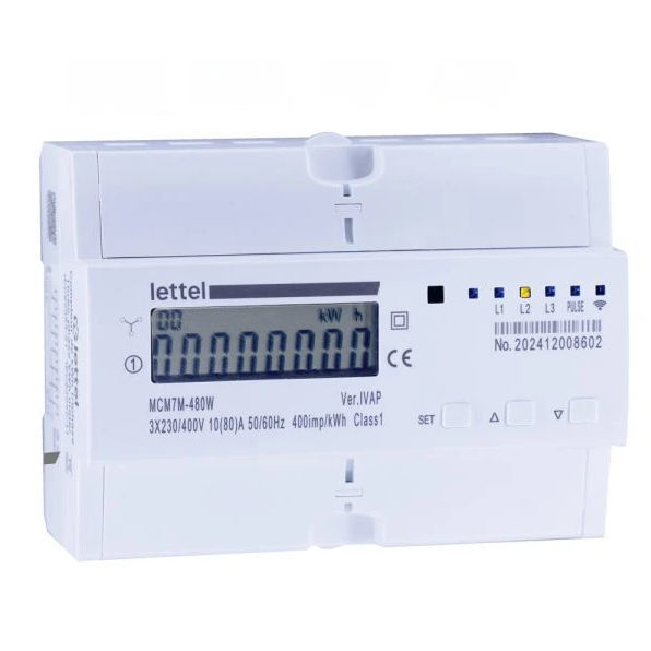 Three-phase electric energy meter - MCM7M-480W - Lettel - DIN rail ...