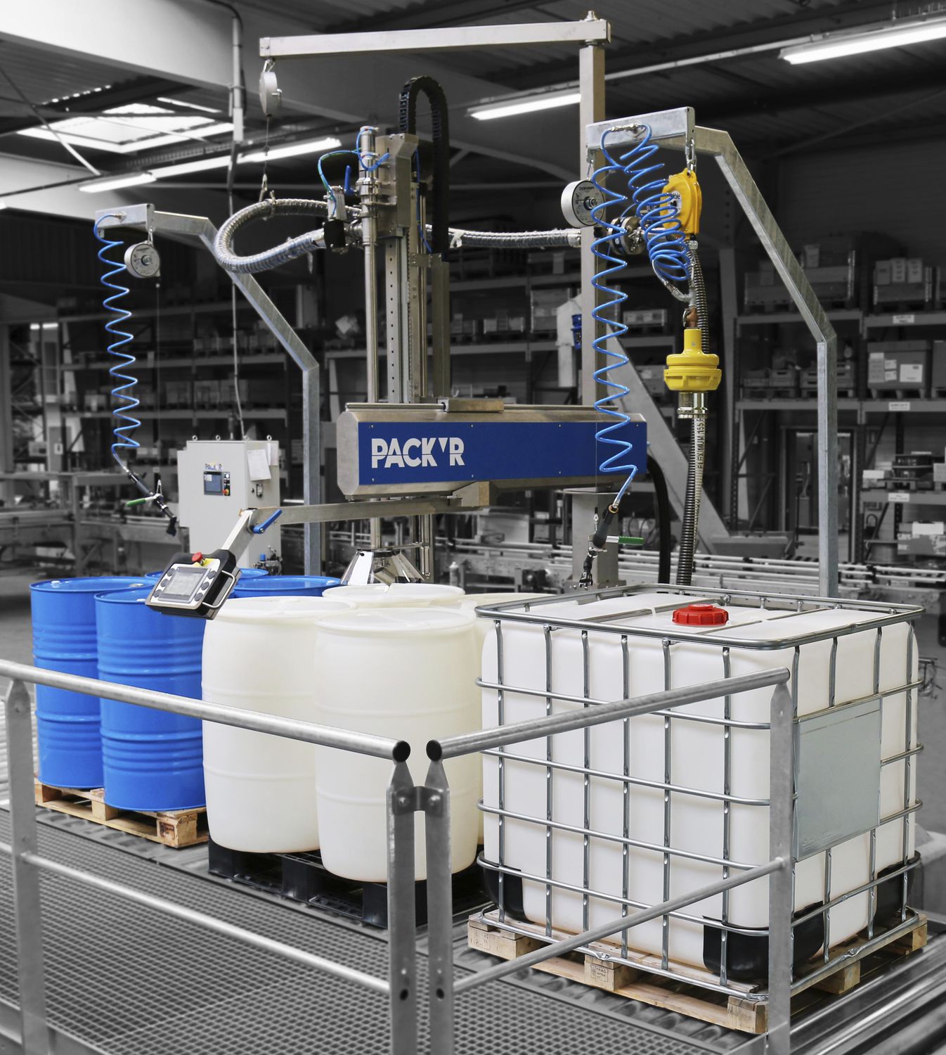 Semi-automatic filling machine - FLEXEO-P - PACK'R - drum / jug / IBC