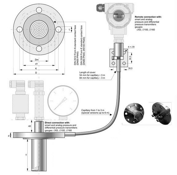 Diaphragm seal with flange connection - S-P, S-T series - APLISENS S.A.