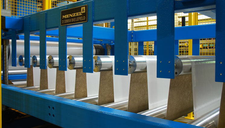 Fabric accumulator with mobile rollers - M210-60 - Menzel - spindle