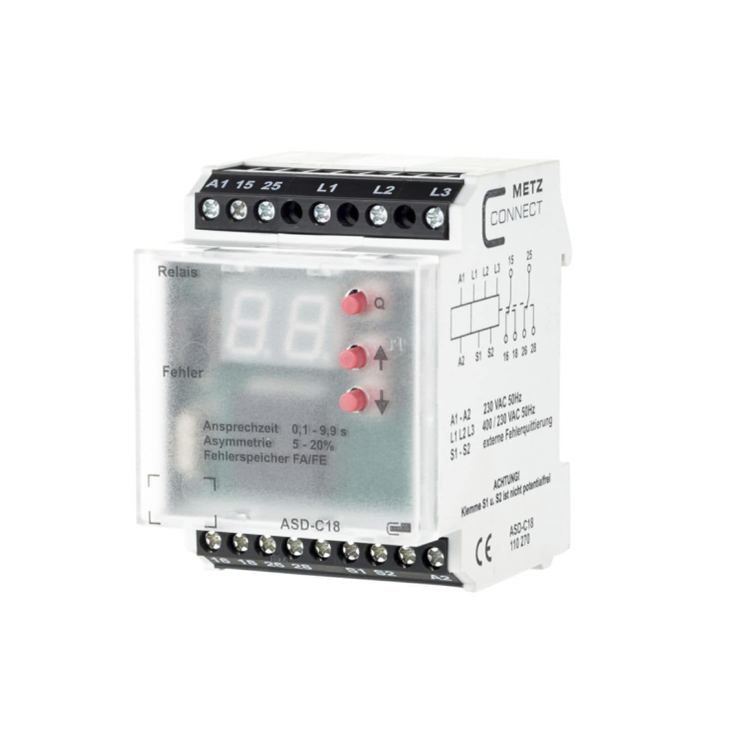 Under-voltage monitoring relay - ASD-C18 - METZ CONNECT - over-voltage ...