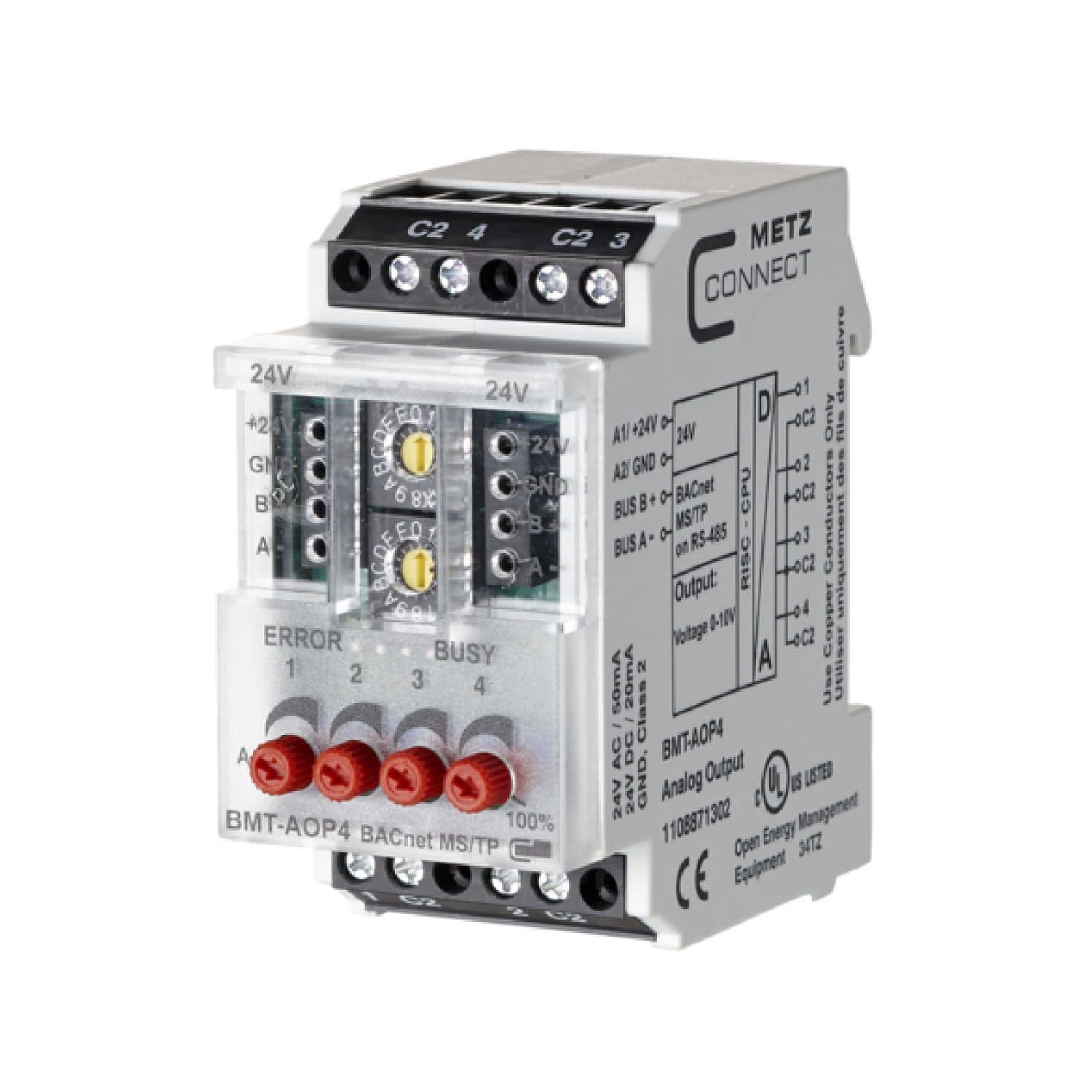 Analog I/O module - BMT-AOP4 BACnet MS/TP - METZ CONNECT - BACnet / 4 analog outputs