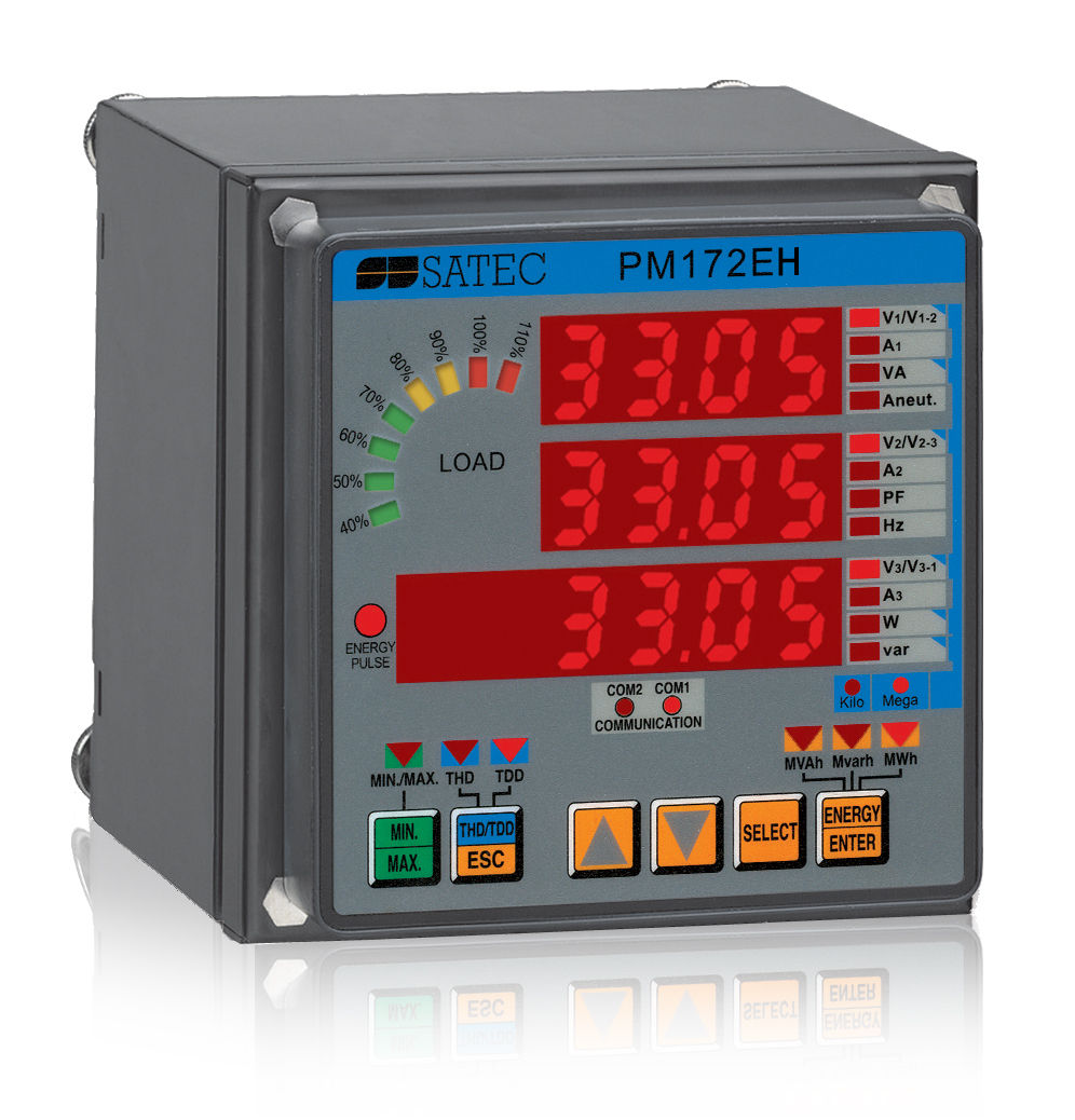 Three-phase electric energy meter - PM172EH - SATEC - panel-mount / 50 ...