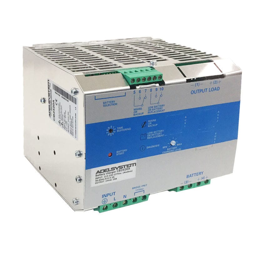 Switching battery charger - CB2420A - ADELSYSTEM - DIN rail-mounted ...