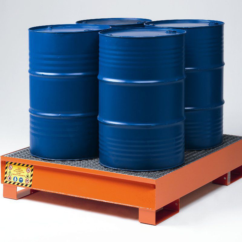 4-drum containment bund - BS112 4F - VEAB - painted steel / with ...