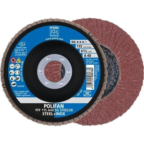 Polishing flap disc - PFF 115 A 40 SG STEELOX - PFERD - finishing / for ...