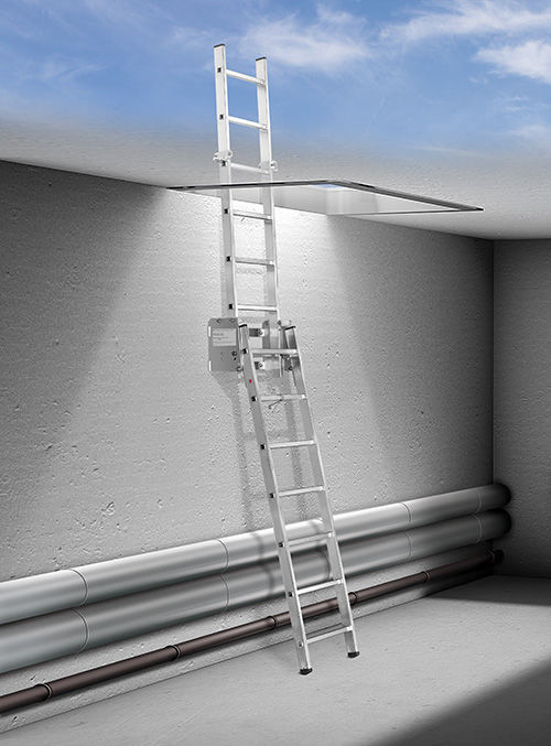 Stainless steel ladder - H-CSL - Hailo Professional - folding / roof