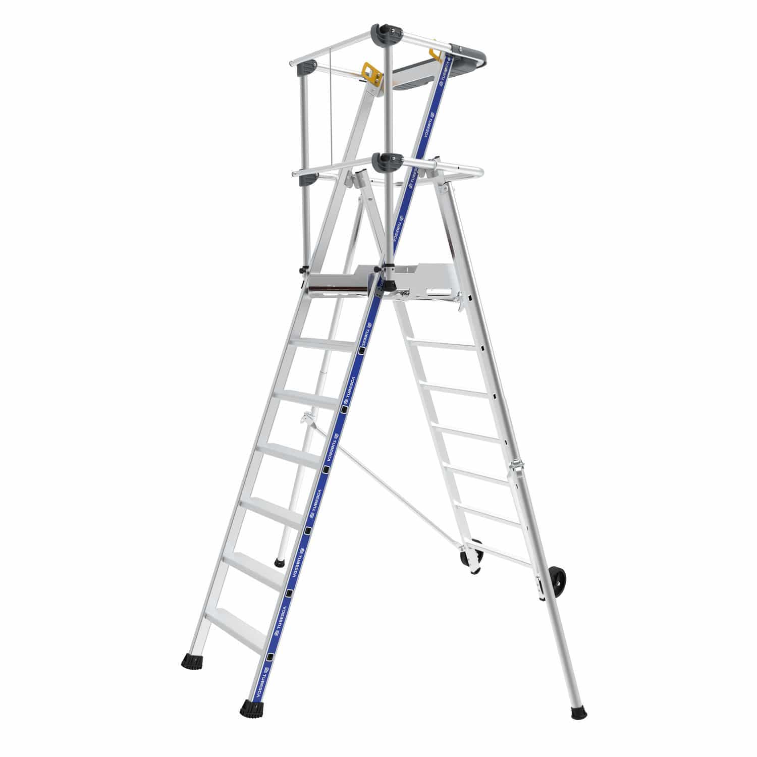 Aluminum ladder - SHERPAMATIC - TUBESCA - platform / mobile / with ...