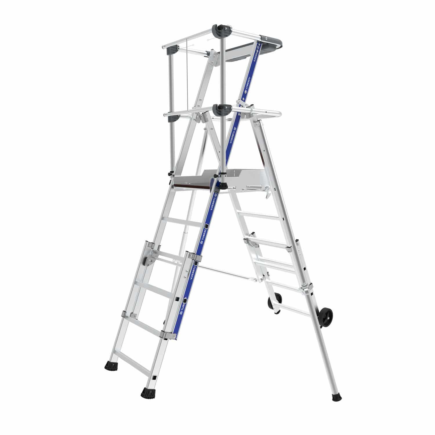 Aluminum ladder - SHERPASCOPIC - TUBESCA - platform / mobile / telescopic