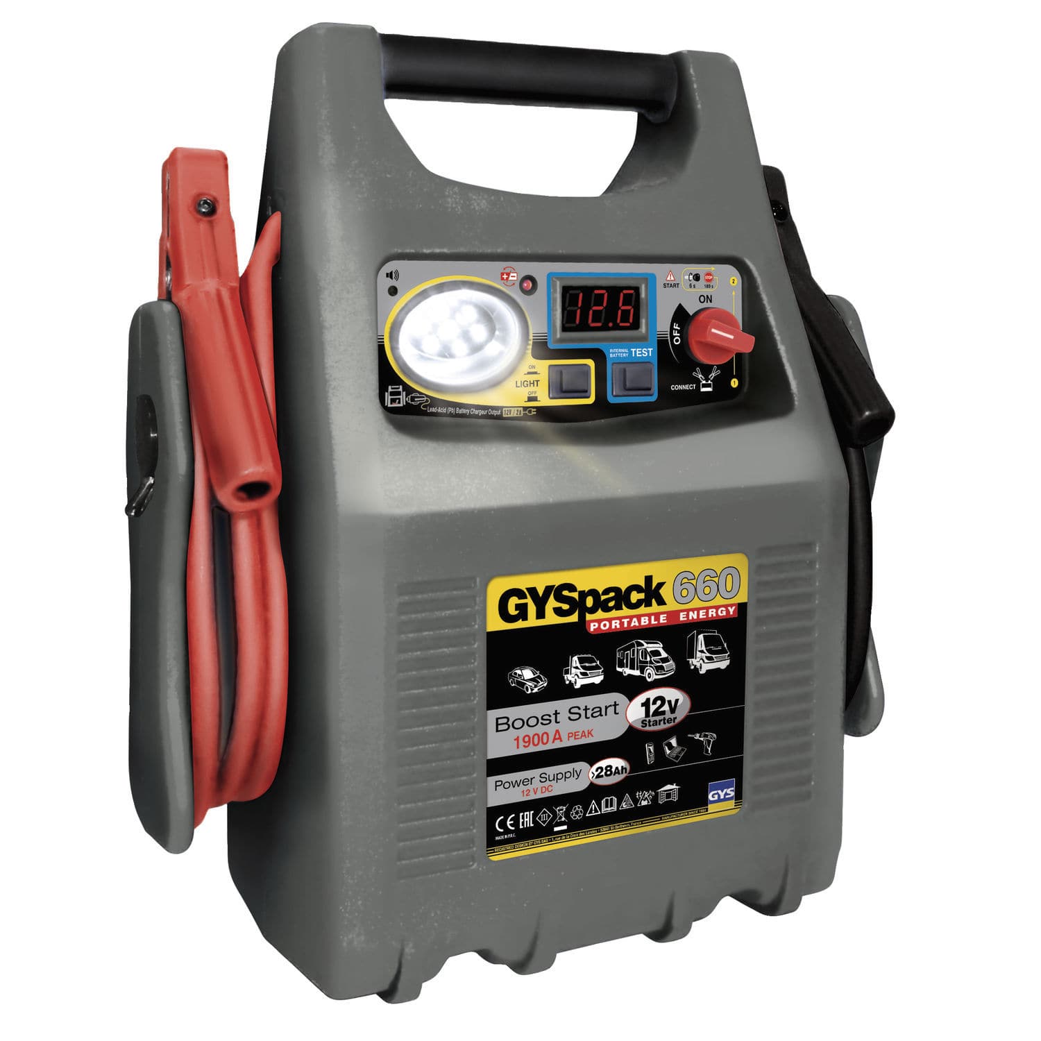 Motorcycle battery charger-booster - GYSPACK 660 - GYS - for car / 12 V ...