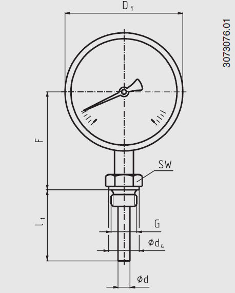 Stem type gas expansion thermometer - 73 series - WIKA Alexander ...
