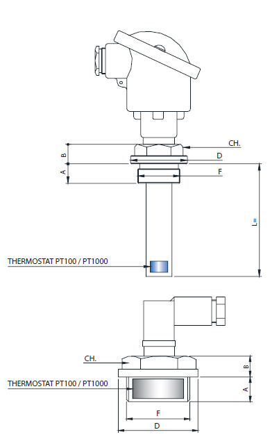 Pt100 temperature probe / Pt1000 / threaded / stainless steel - T+T ...