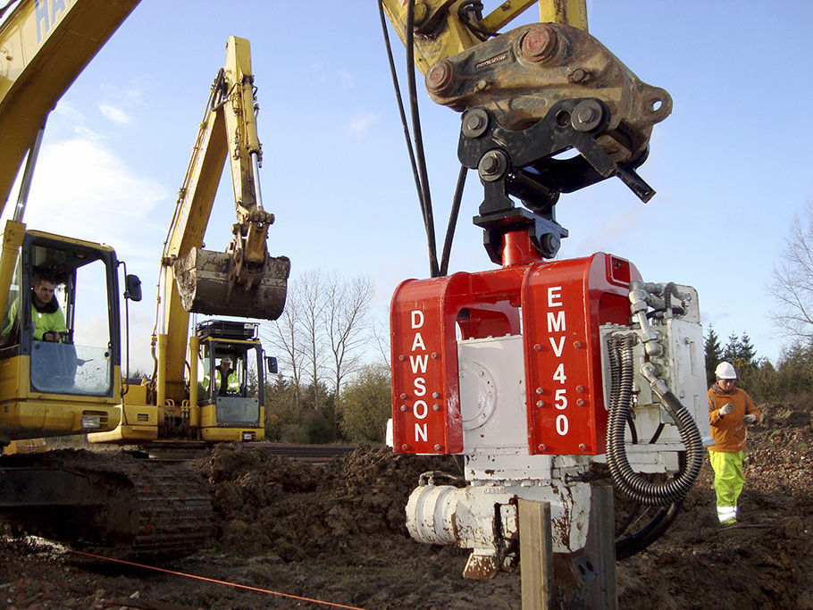 Hydraulic vibrating pile driver - EMV450 - DAWSON CONSTRUCTION PLANT ...