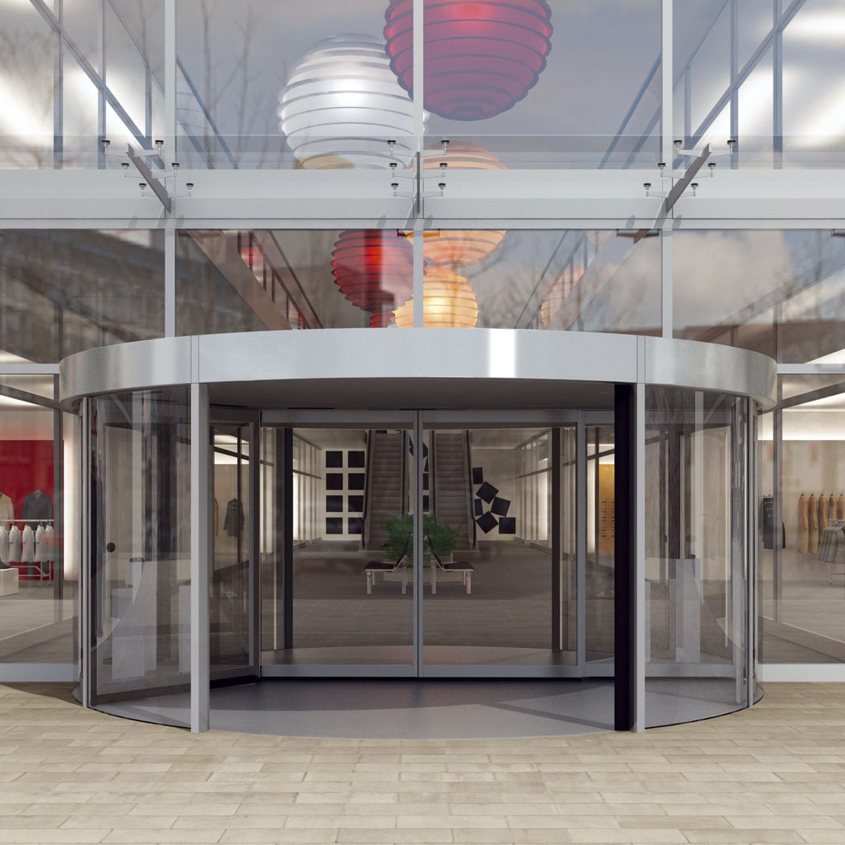 Sliding door - KTC 2 - dormakaba - revolving / pedestrian / metal