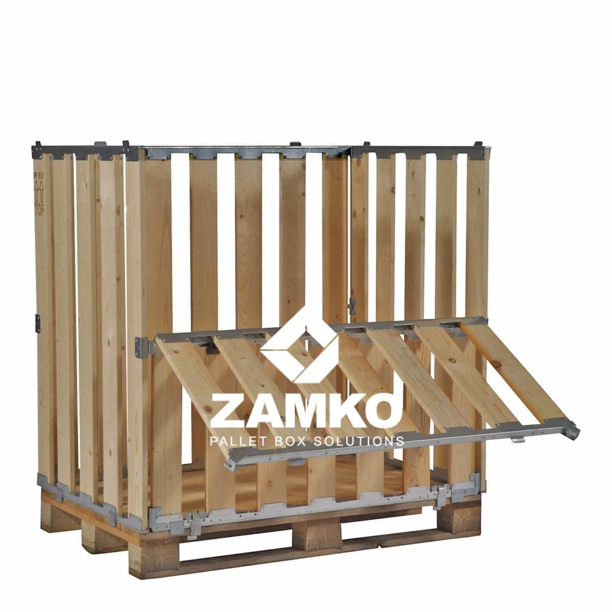 Wood pallet box - MPB.b110.F - ZAMKO - storage / transport / foldable