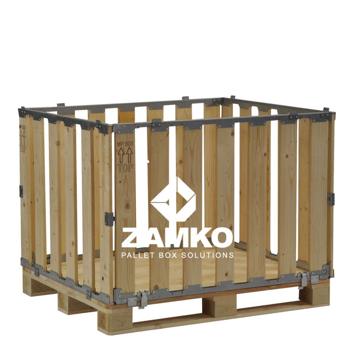 Wood pallet box - MPB.b80.M - ZAMKO - storage / foldable