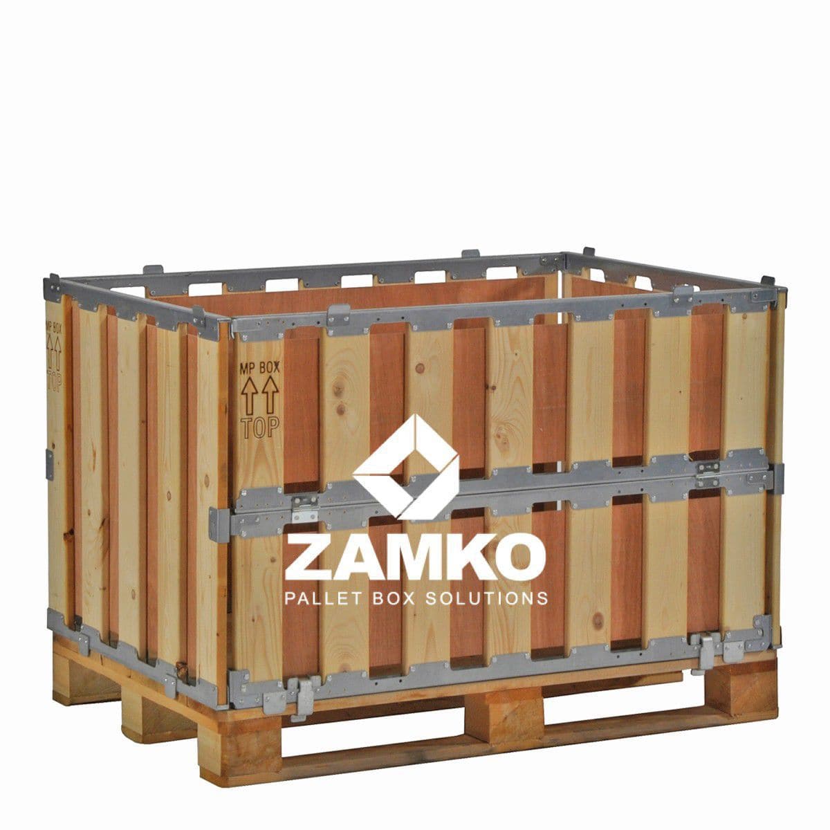 Plywood pallet box - MPB.e70.FC - ZAMKO - storage / foldable / with lid