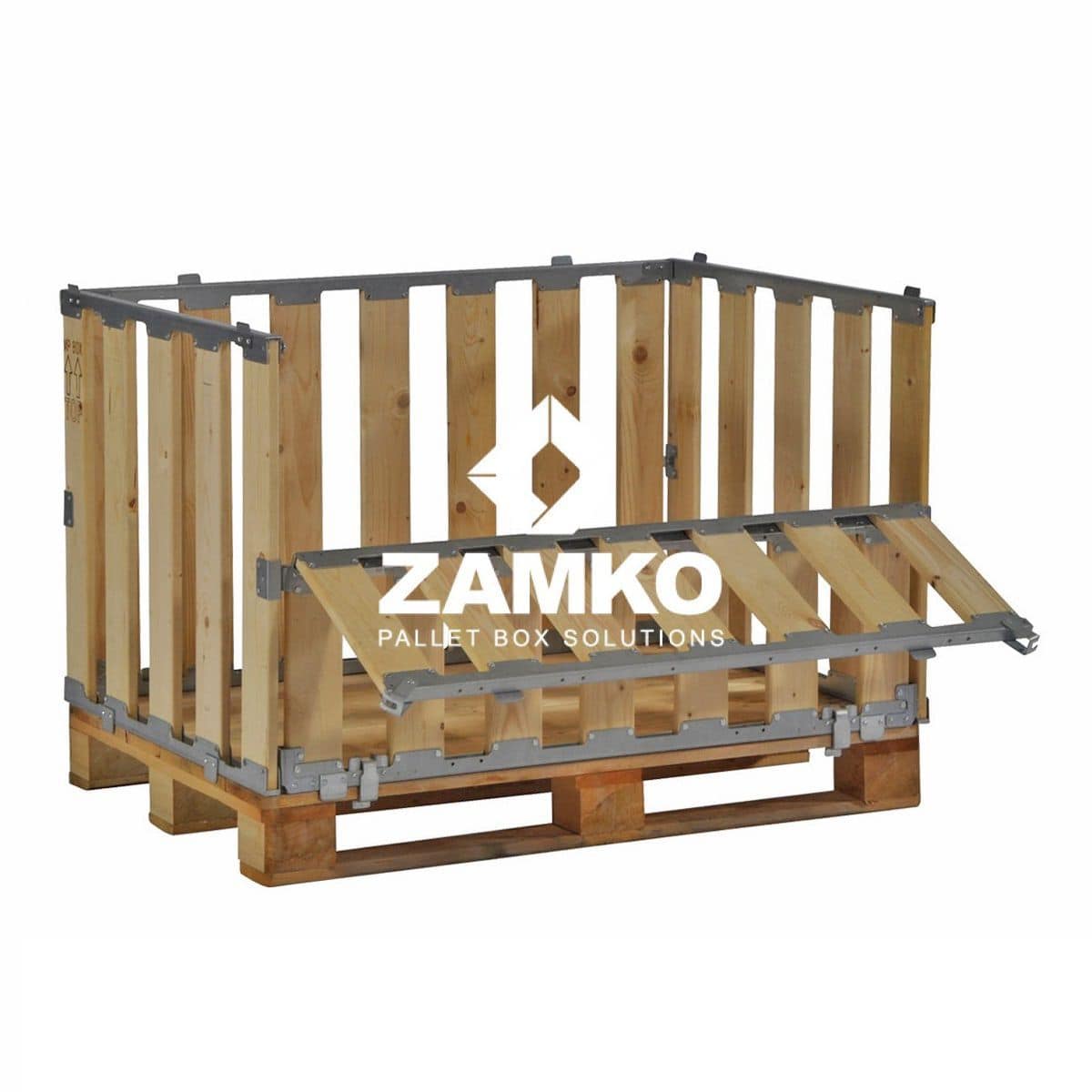 Wood pallet box - MPB.e70.F - ZAMKO - reusable / with folding sides
