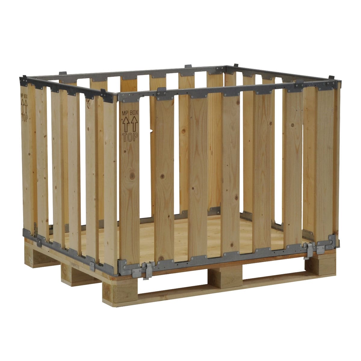 Wood pallet box - MPB.b80.T - ZAMKO - storage / foldable / stacking
