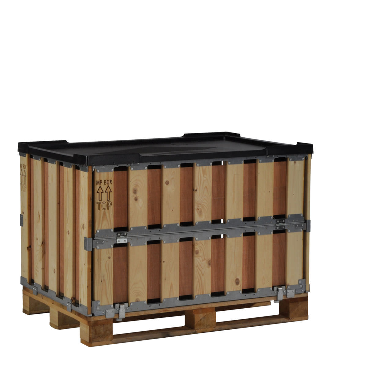 Steel pallet box - MPB.b80.FC - ZAMKO - plywood / storage / foldable