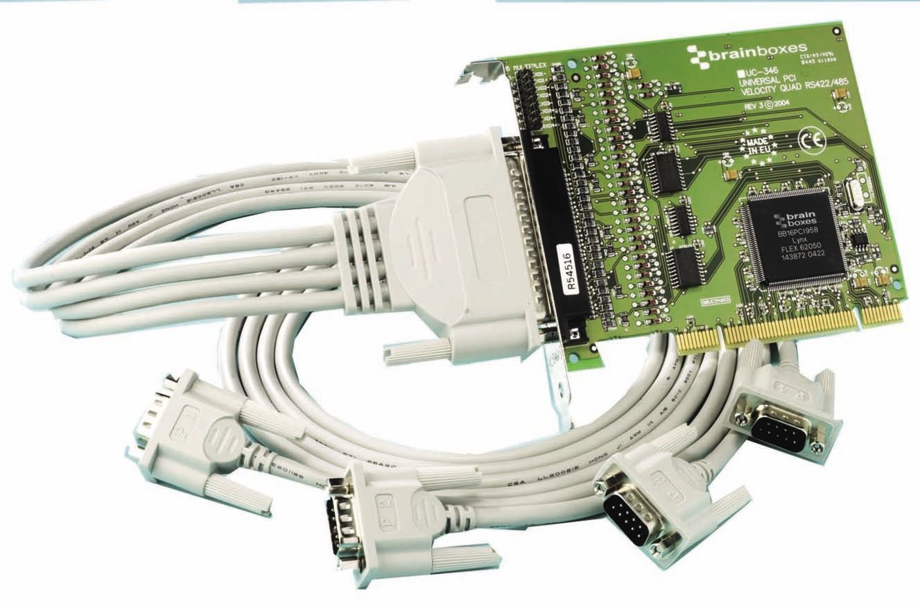 PCI interface card - UC-346 - Brainboxes - serial / RS-485 / industrial