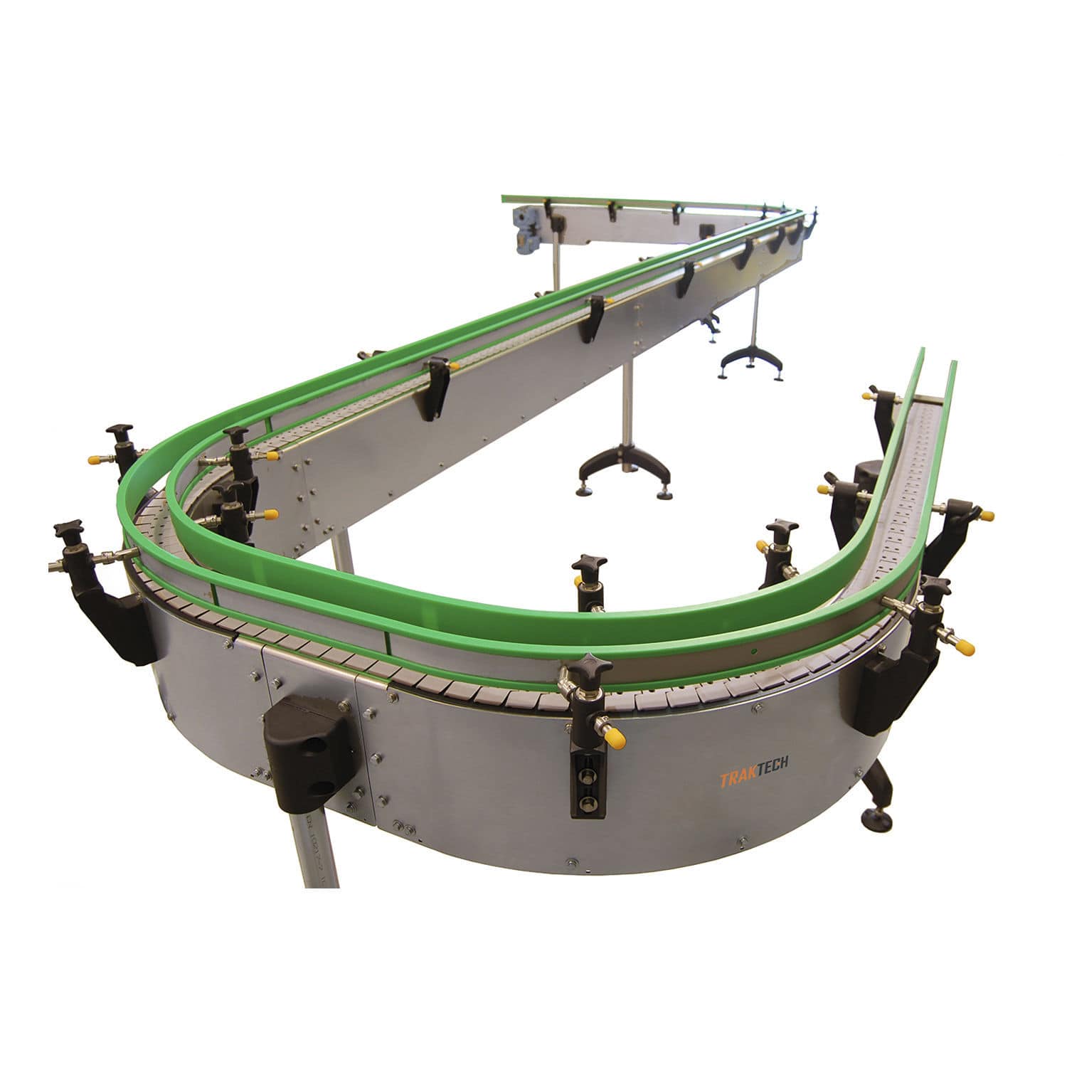 Vacuum conveyor - TRAKTECH - chain / slat chain / curved