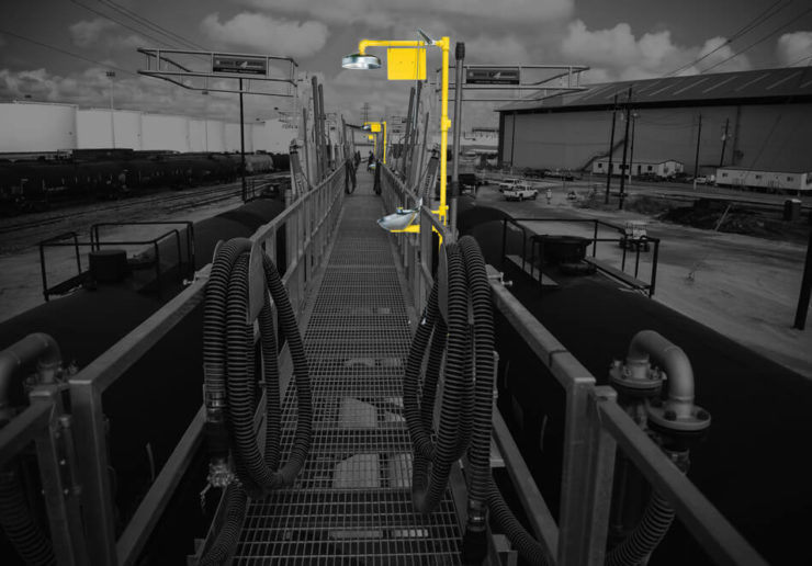 Floor-standing safety shower - Safe Rack - with eyewash and face wash ...