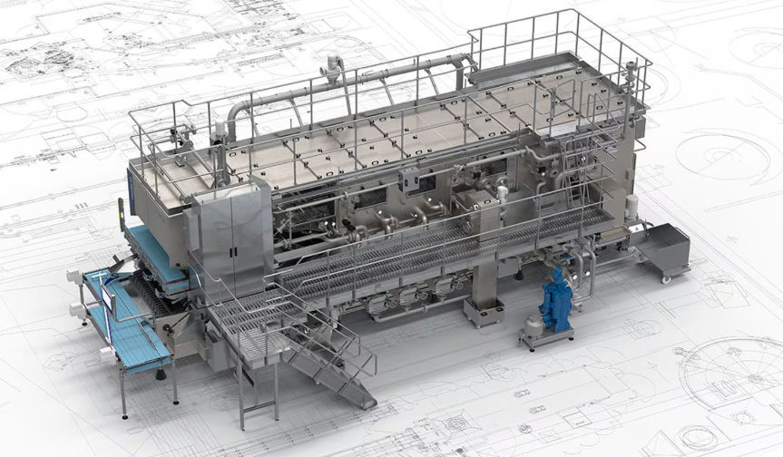 Water washing machine - Lavatec E series - KRONES - process / sand