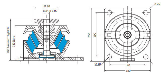 Conical anti-vibration mount / rubber / for engines - PAULSTRA