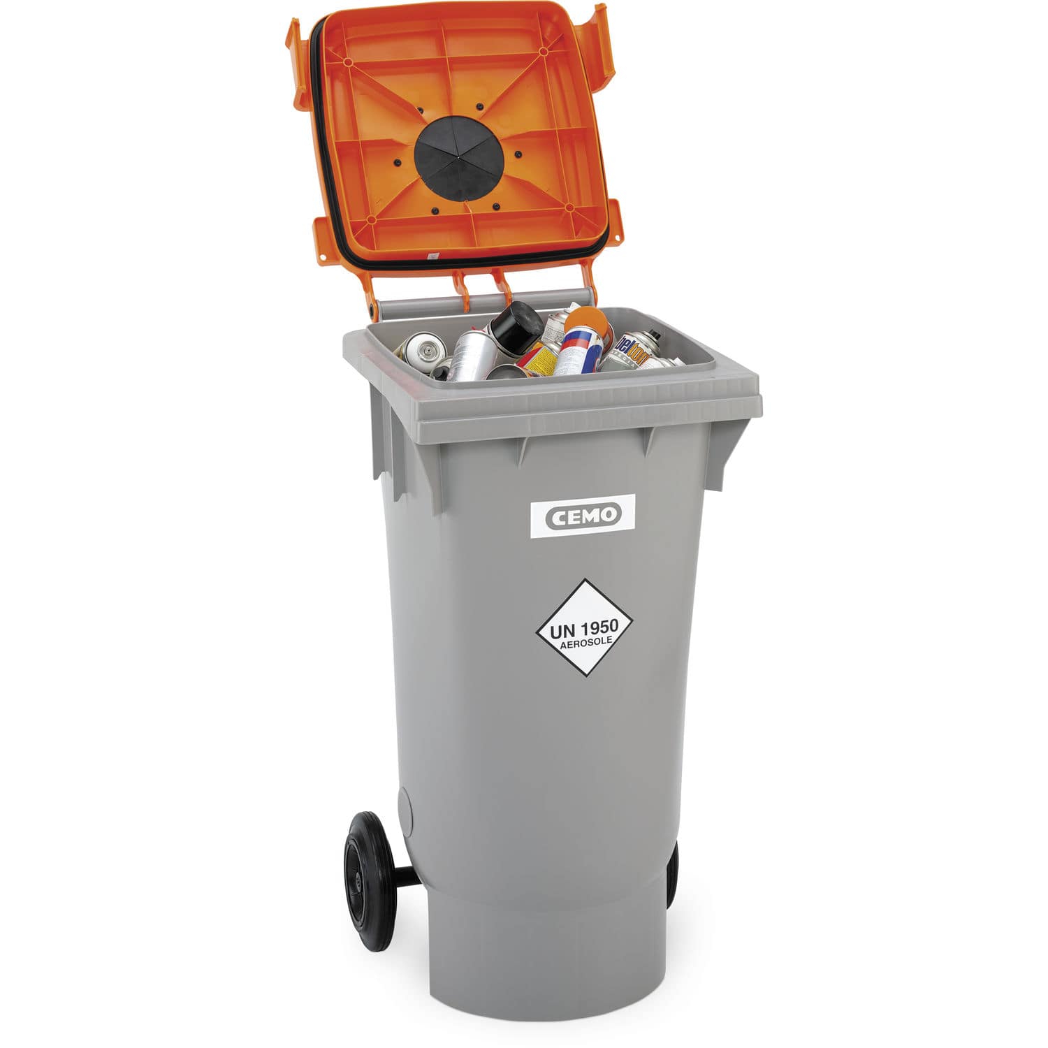 Polyethylene crate - CEMO - for aerosol cans / with lid / 2-wheel