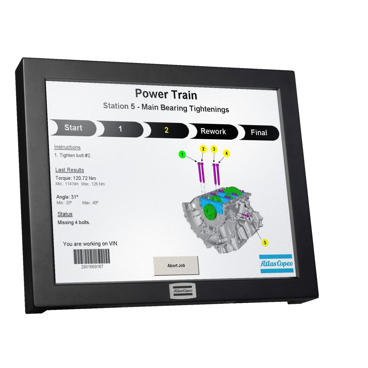 HMI with touch screen - Atlas Copco Tools - panel-mount / display