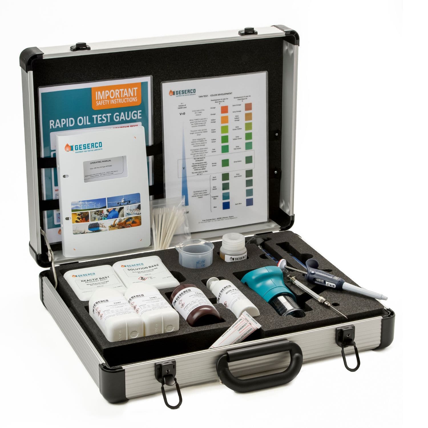 Engine oil test kit - TAN + BN - GESERCO - alkalinity / acidity / manual