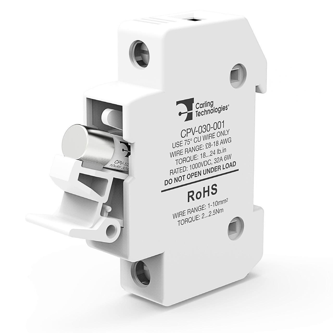 Cylindrical fuse holder - CPV series - Carling Technologies - DIN rail ...