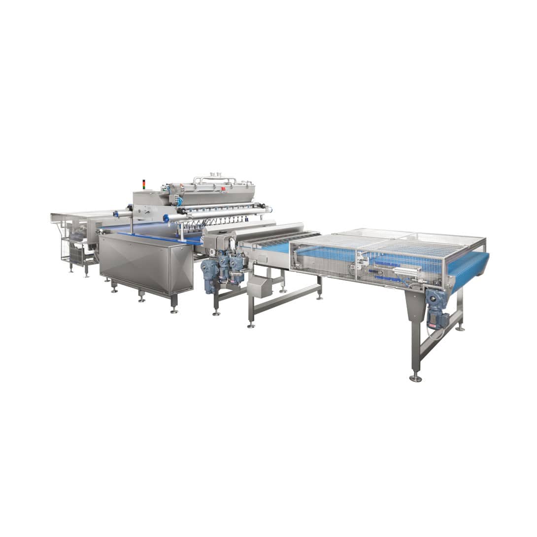 Vertical pastry injection line - Alimec - belt conveyor / volumetric