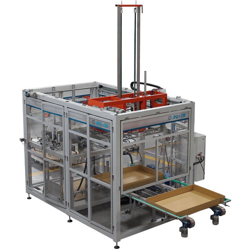 Automatic tray former - PFC - AND & OR - hot-melt glue / for bottles