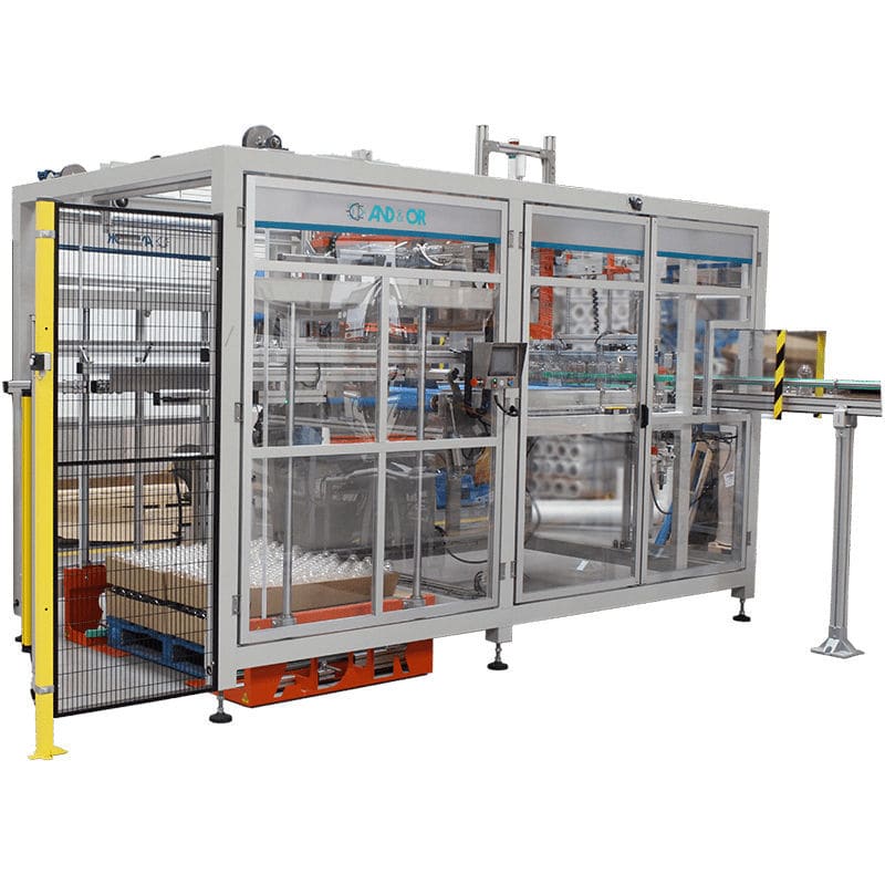 Layer palletizer - ECAM-E - AND & OR - tray / motorized / semi-automatic