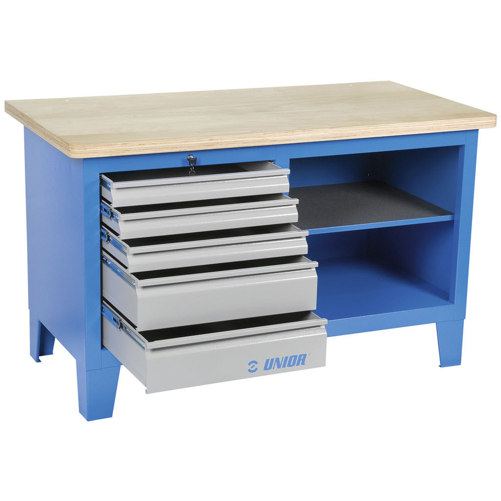 Wooden workbench - 946A series - Unior d.d. - garage / 5-drawer