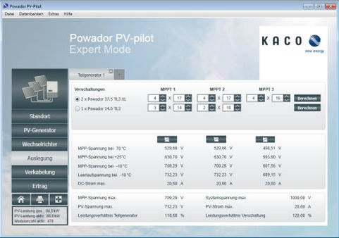 Design software - Powador PV-pilot - Kaco - for photovoltaic installations