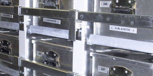 Storage warehouse shelving - DEXION - with shelves / shuttle / compact