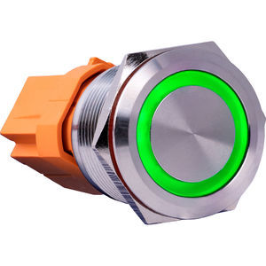 IP67 push-button switch - Button22A-L-GR - Joy-It - stainless steel / green LED / latching action