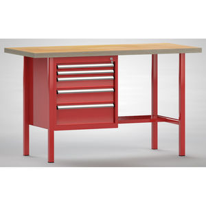 Beech workbench - ERGO - KLW LUTZ - for workshops / 2-drawer / double door