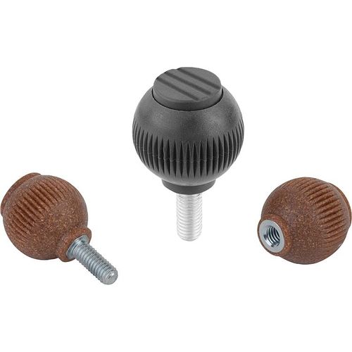 Threaded knob - K0253 series - HEINRICH KIPP WERK GmbH & Co. KG - ball / thermoplastic / with stud