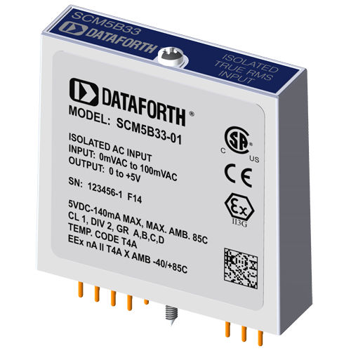 True RMS input module - SCM5B33-01 - Dataforth Corporation - voltage / current / insulated