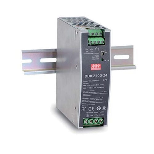 2:1 input voltage range DC-DC converter - DDR-240 series - Mean Well - DIN rail / industrial ...