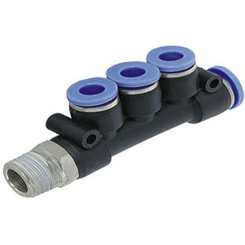 4-way manifold - P-RMT series - Kee Connections - thermoplastic / threaded