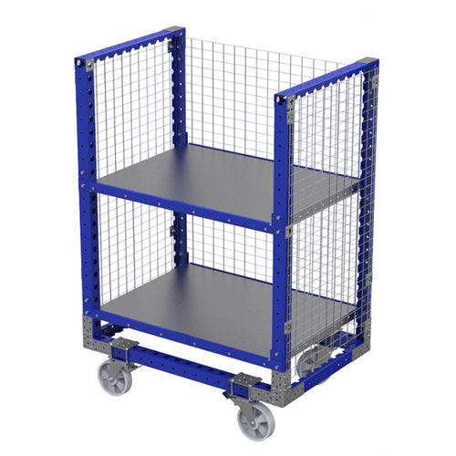 Handling cart - Q-100-0300 - FlexQube - metal wire / 2 levels / container