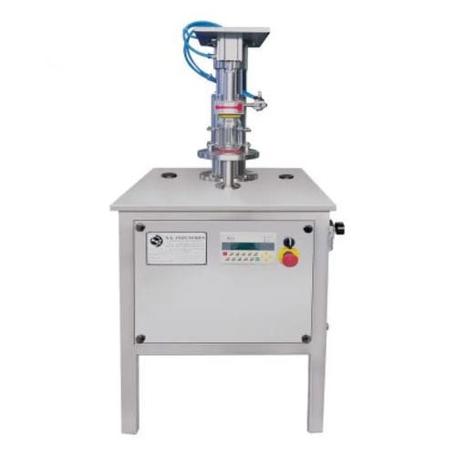 Pneumatic capping machine - NCS-50L - N.K. INDUSTRIES - PLC-controlled / motorized / semi-automatic