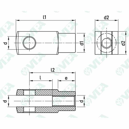 Clevis with male thread - 616760000010 - VIPA spa - carbon steel