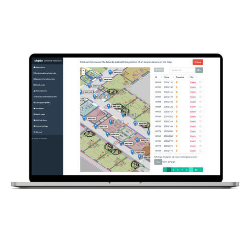 Dashboard software - Ubudu SAS - mapping / infrastructure / RTLS