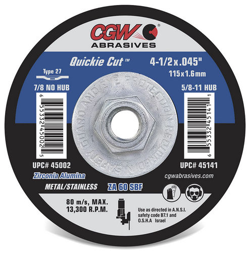 Steel cut-off wheel - 45001 - CGW Abrasives - for stainless steel ...